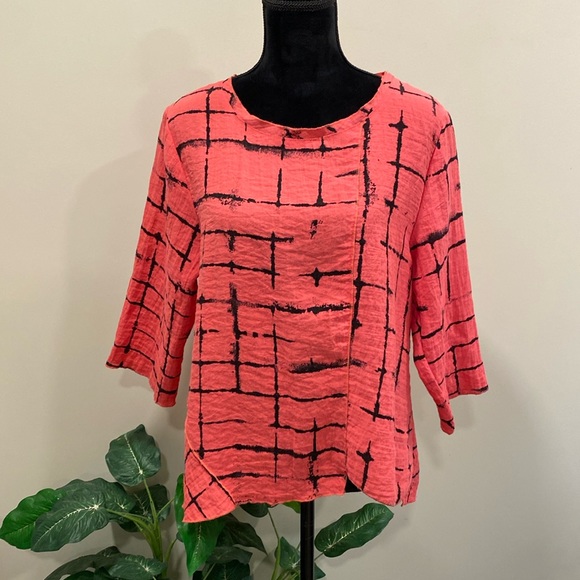Habitat | Tops | Habitat Salmon And Black Batik Windowpane Print Tunic ...